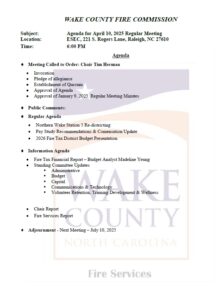 Wake County Fire Commission Meeting – April 10, 2024 – Legeros Fire Blog